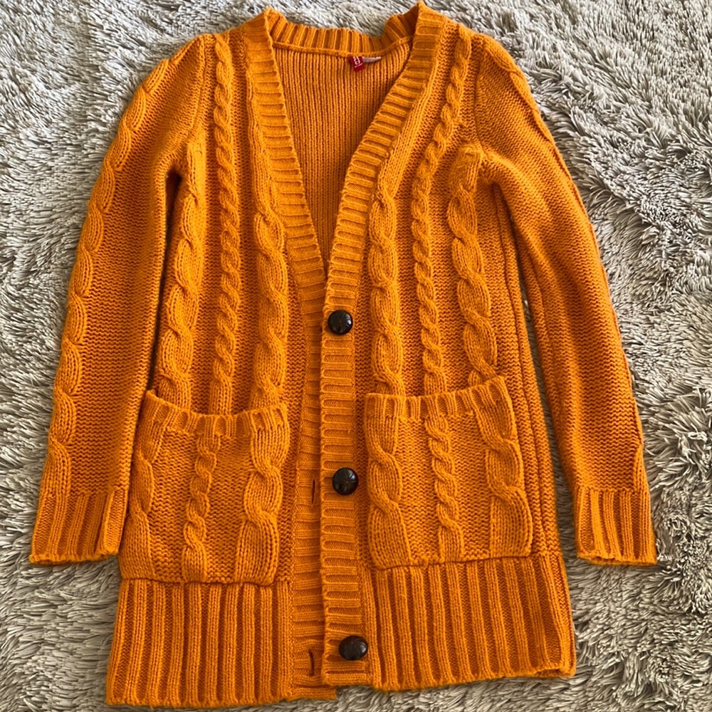 Beautiful Orange Cable Knit Cya Cardigan - Gem